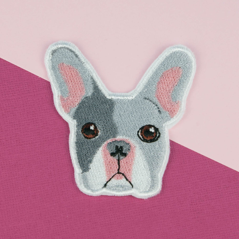French Bulldog Iron on Patch – Hatty Hats Embroidery